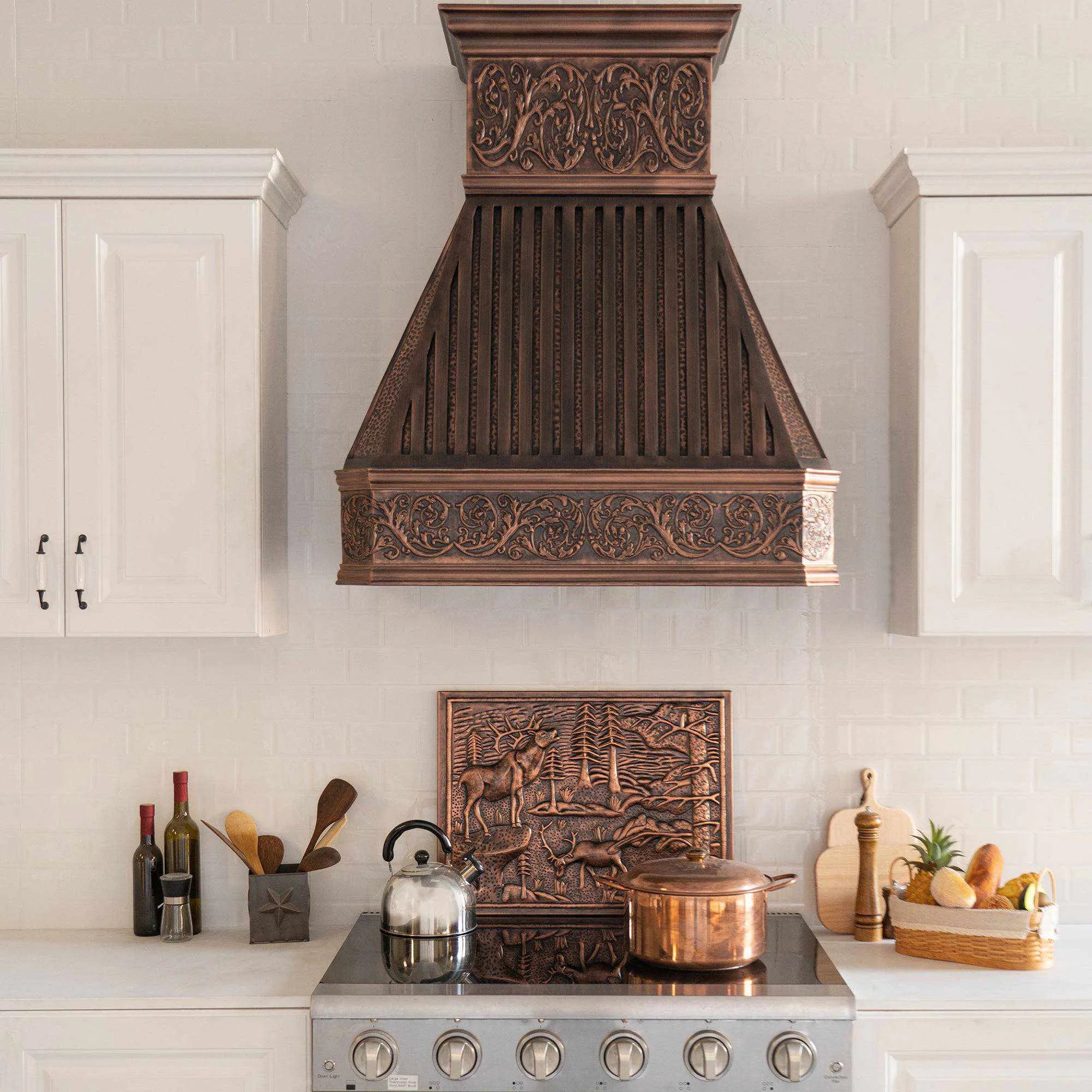 Fobest Custom Copper Range Hood with Rustic Handmade Pattern FCP-27